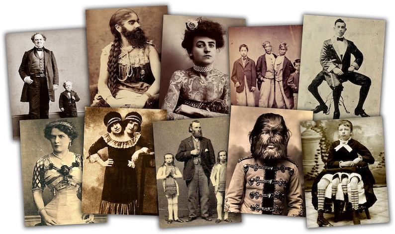 HUMAN ODDITIES - 10 Large Digital Printable Images - Vintage Circus ...