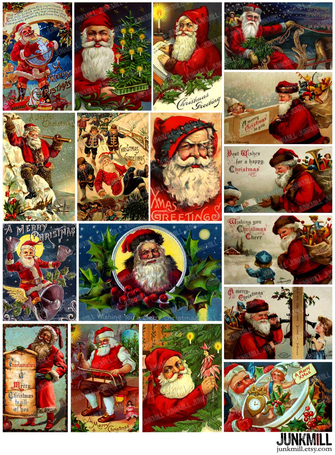 VICTORIAN SANTA - Digital Printable Collage Sheet - Vintage Christmas ...