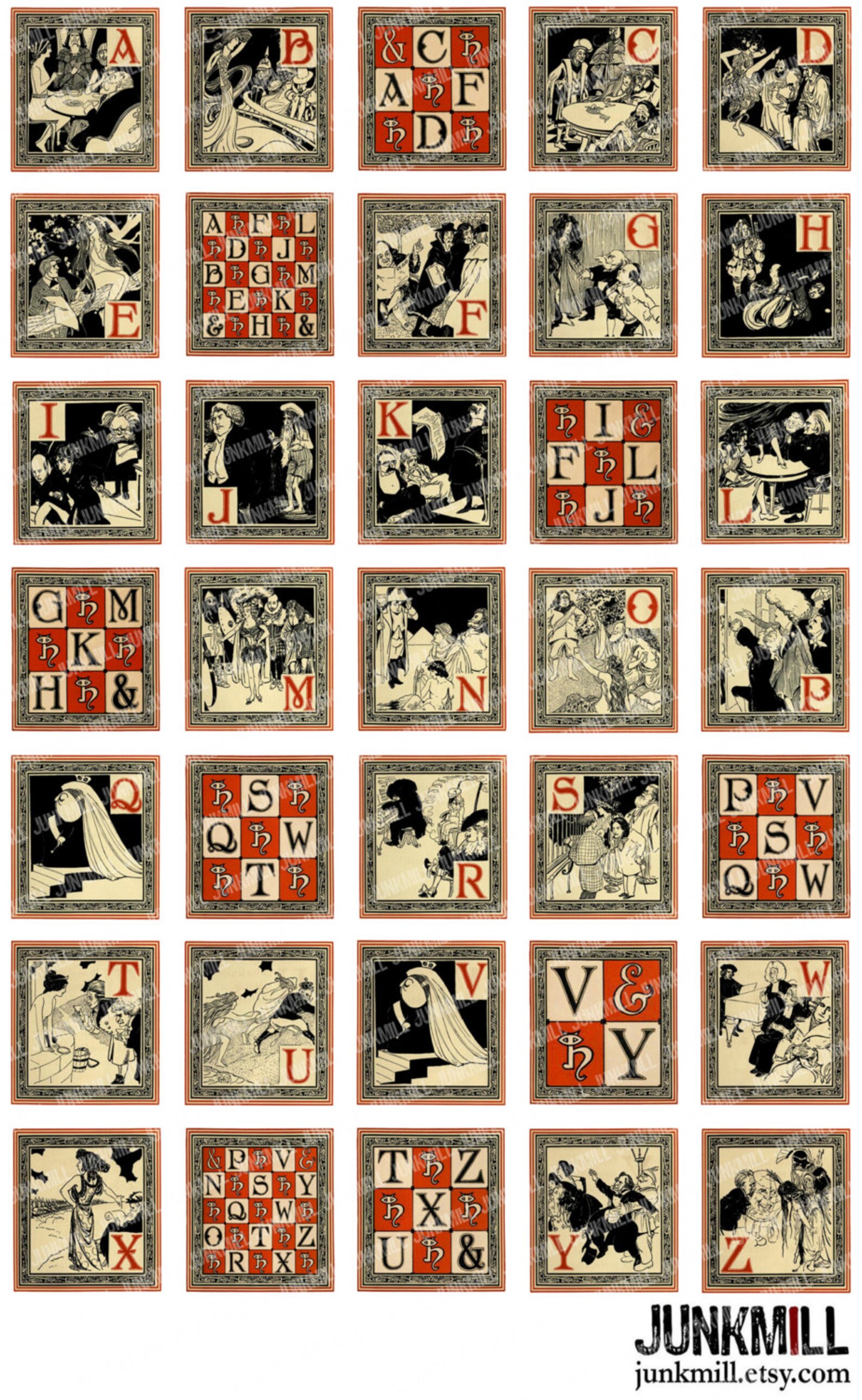 SINISTER ALPHABET - Digital Printable Collage Sheets - Vintage Alphabet ...