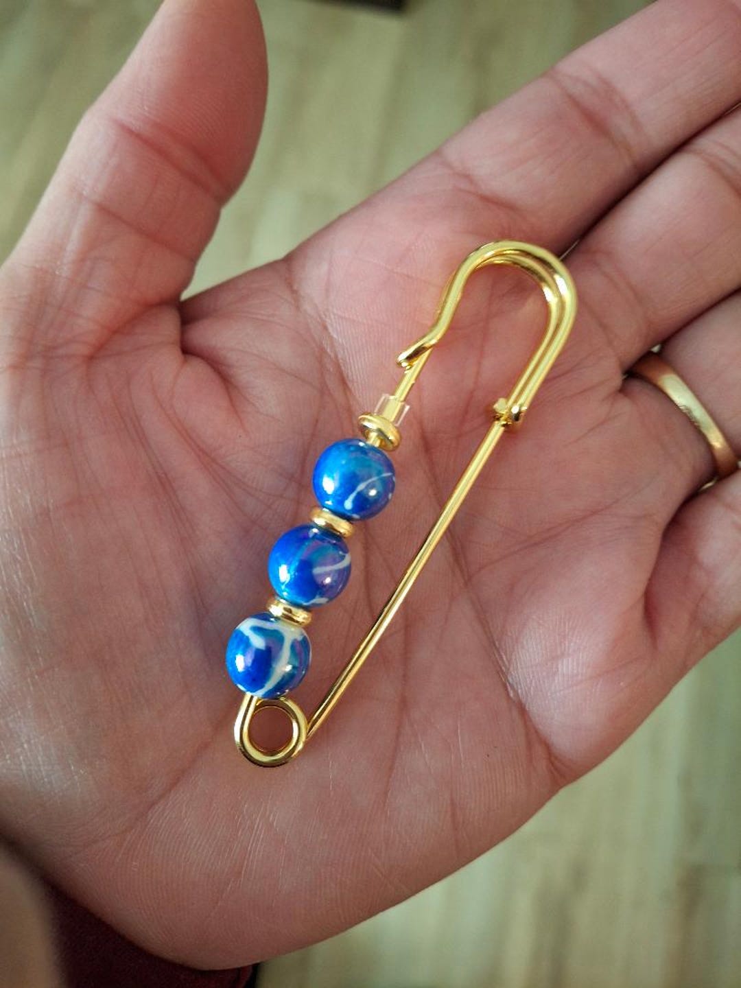 Safe Place Safety Pins in Gold Tone and Silver Tone With True Blue ...