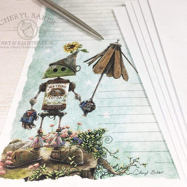 Robot Writing Paper - Etsy