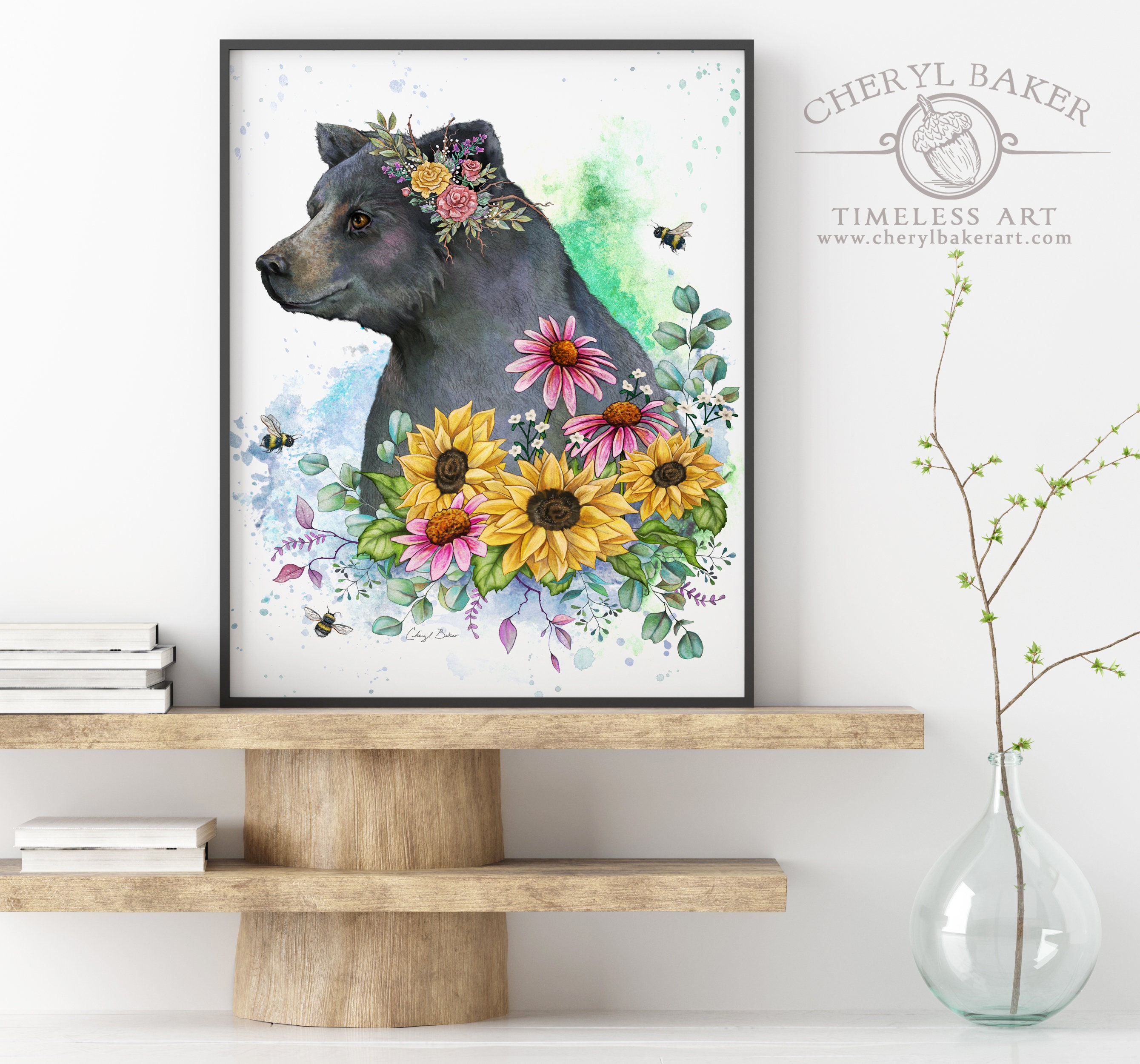 Bear Watercolour Large Animal Prints Bear Art Print Forest | Etsy