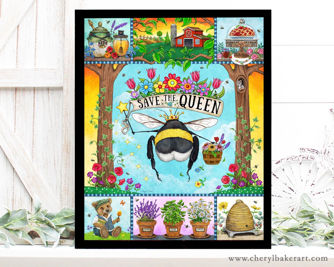 Queen Bee Decor, Honey Bee Decor, Funky Home Decor, Save the Bees Home ...