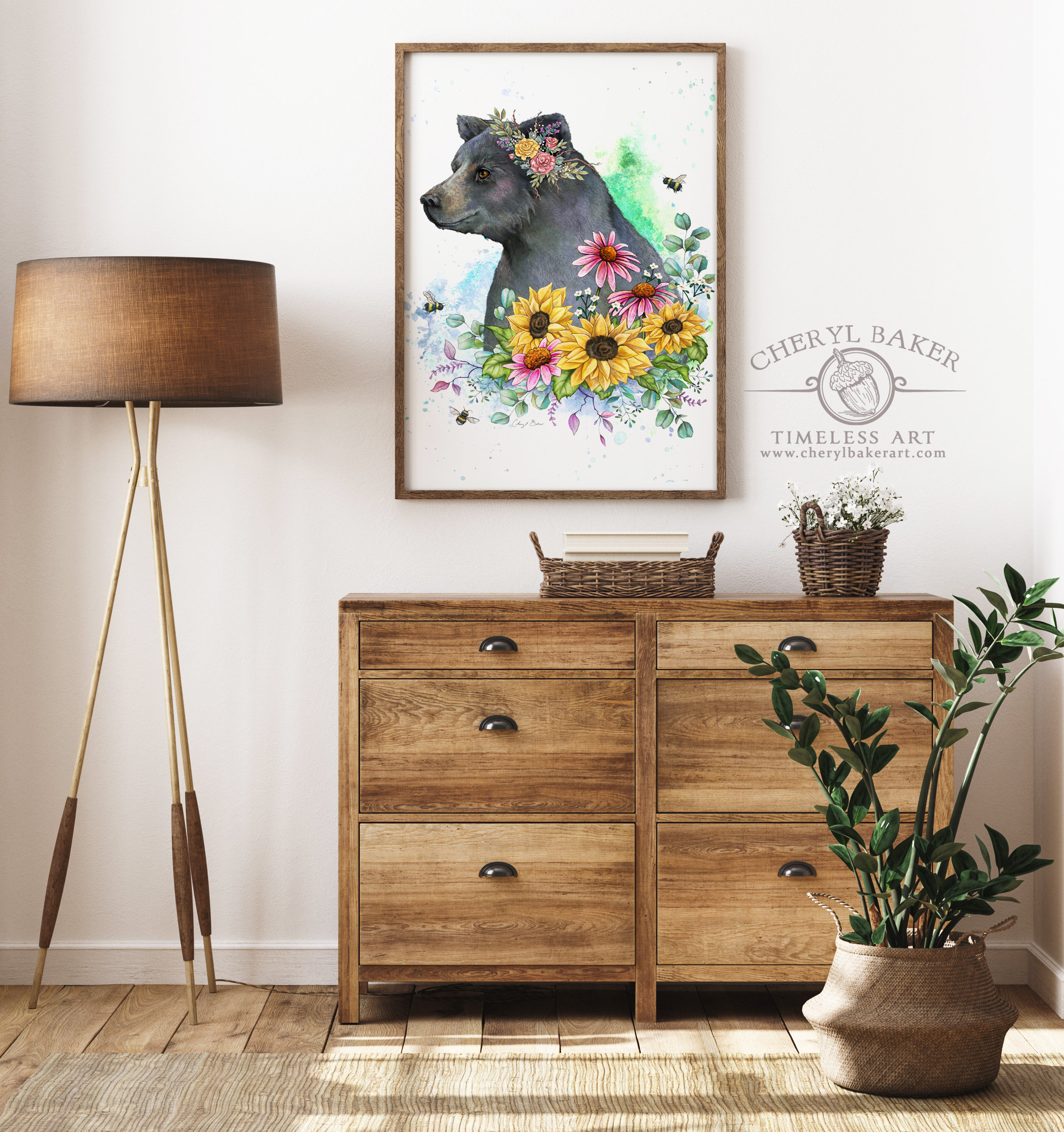 Bear Watercolour Large Animal Prints Bear Art Print Forest | Etsy