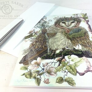 Greeting Card Owl Card Barn Owl Card Greeting Card Set Woodland ...