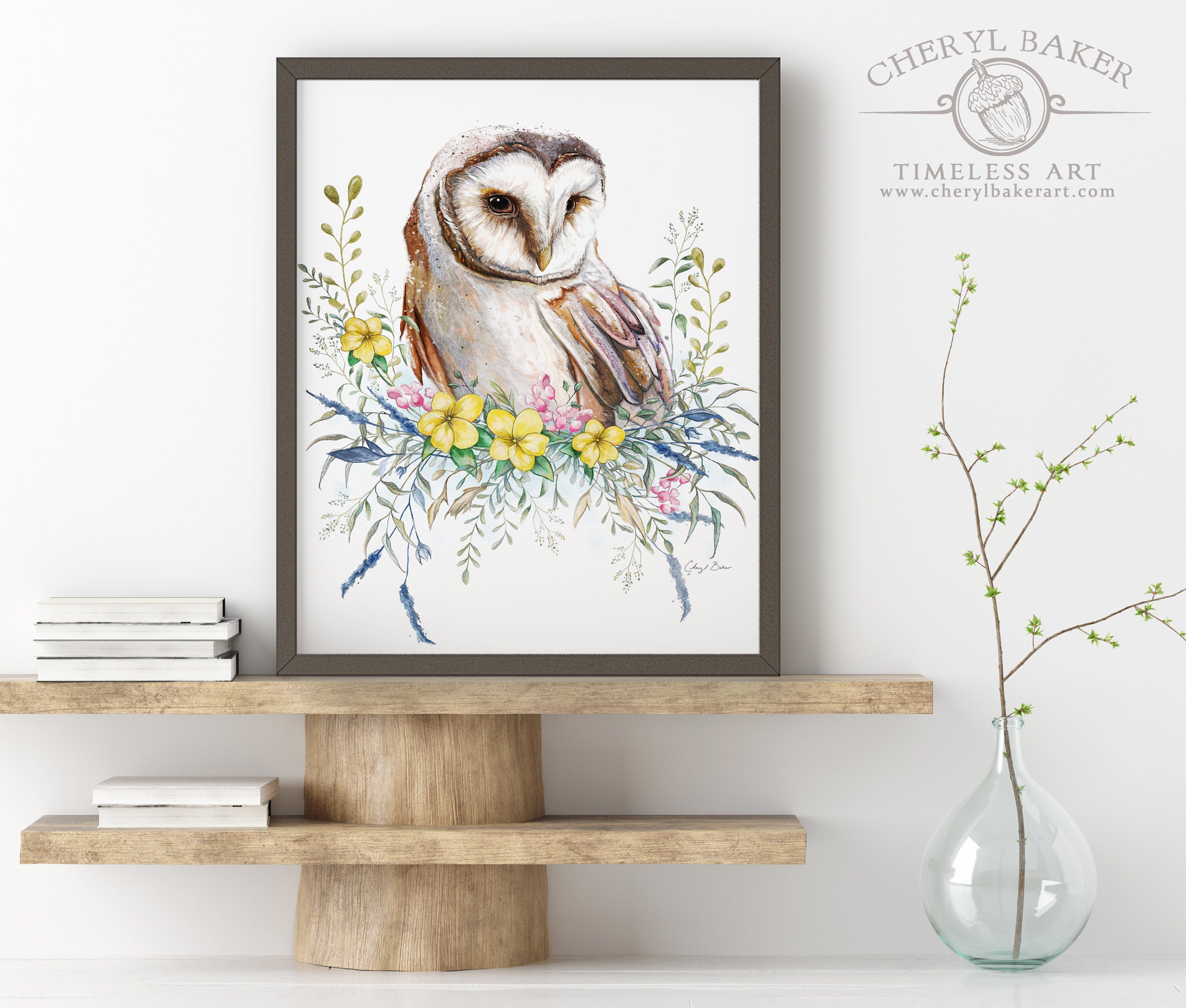 Owl Watercolor Printable Barn Owl Art Prints Owl Painting | Etsy