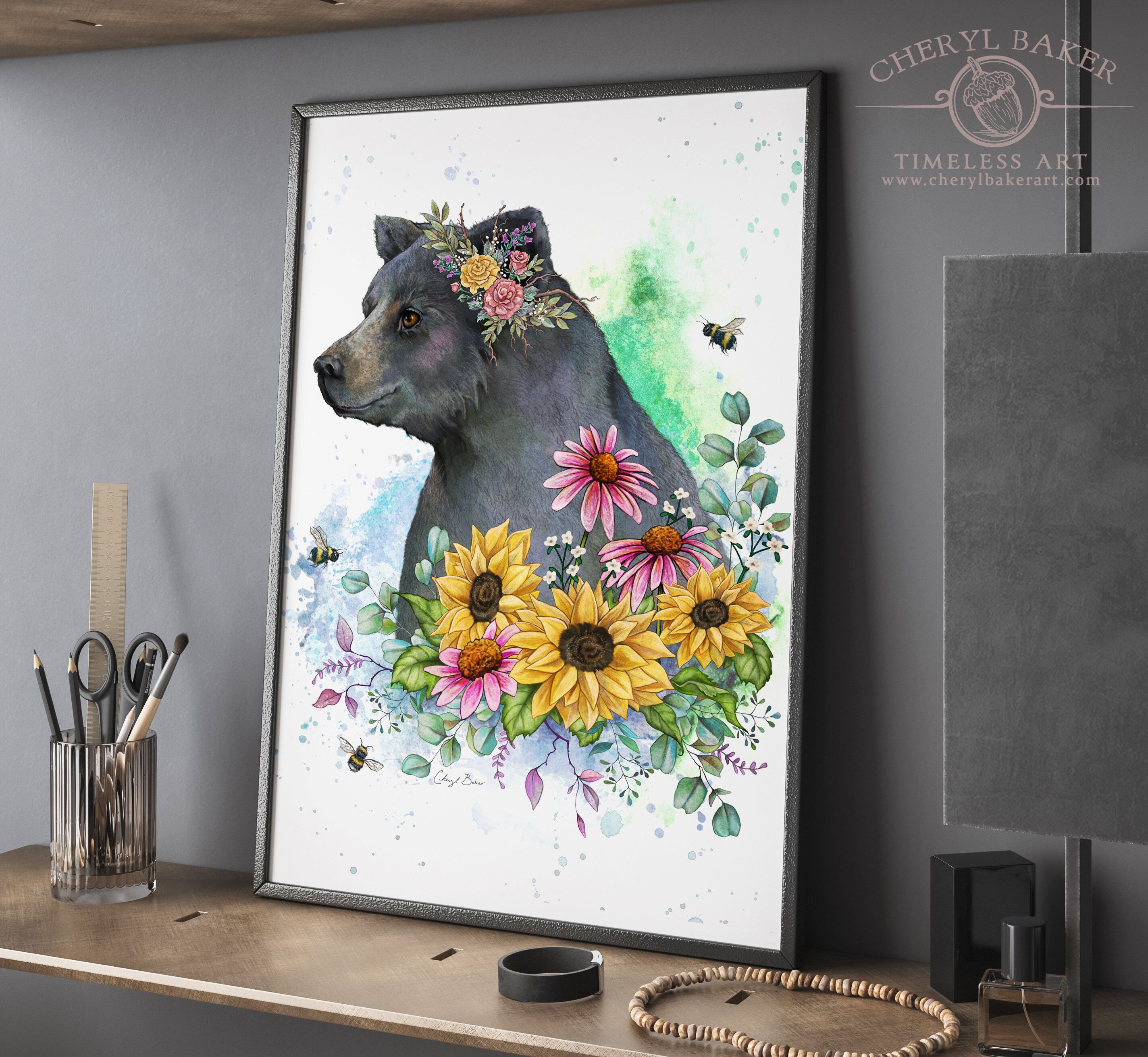 Bear Watercolour Large Animal Prints Bear Art Print Forest | Etsy