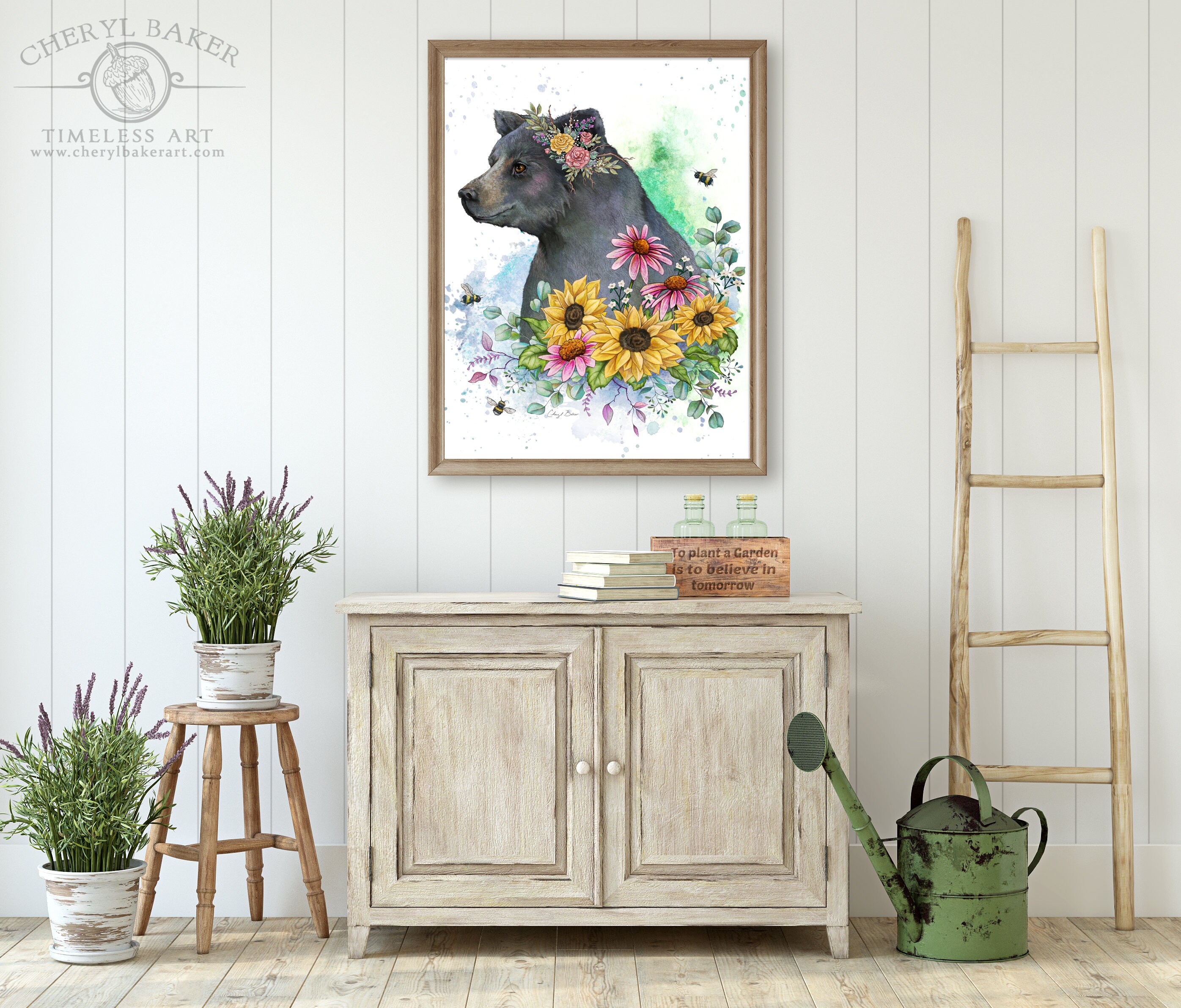 Bear Watercolour Large Animal Prints Bear Art Print Forest | Etsy