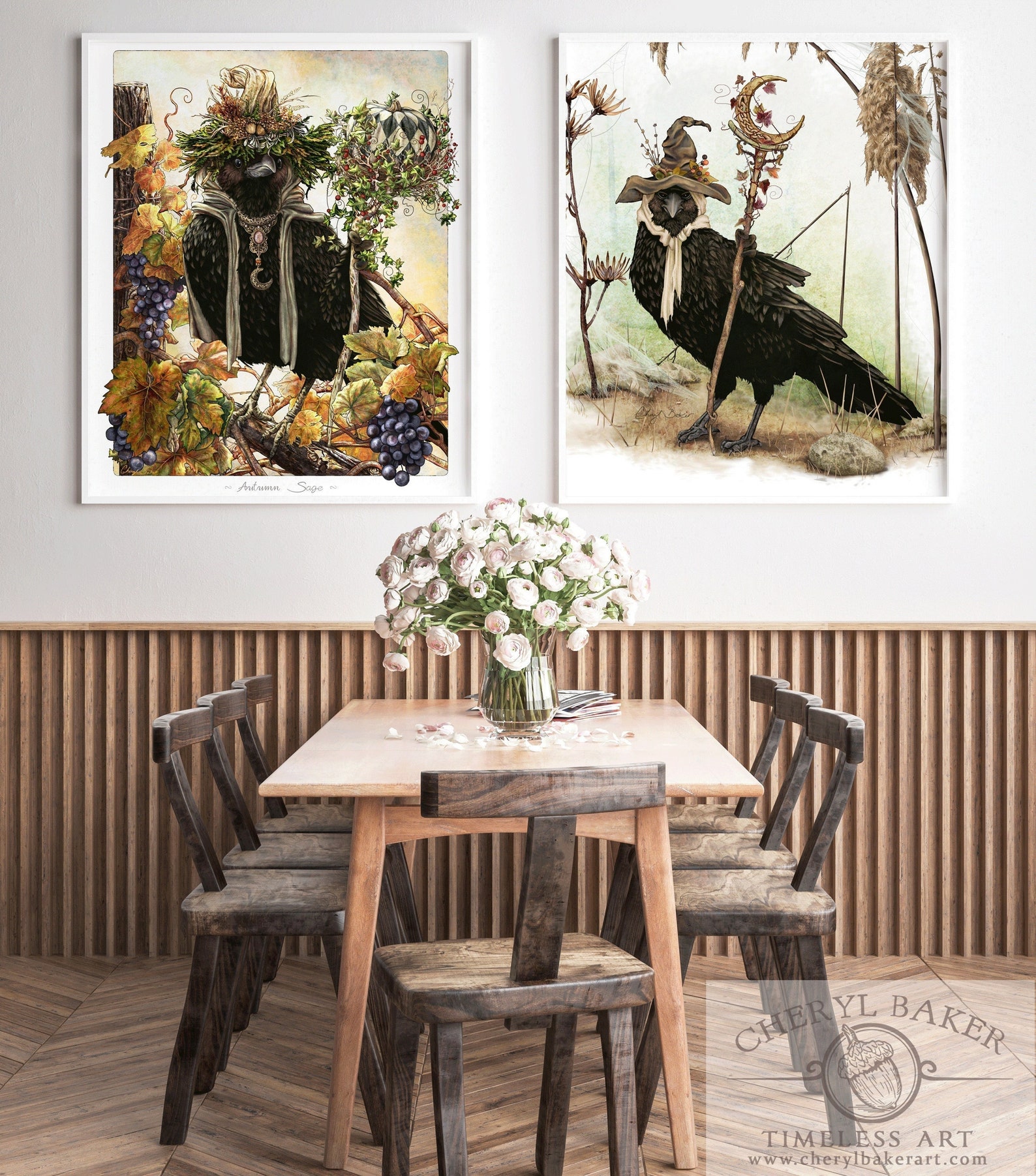 Crow Art Raven Rustic Fall Decor Wiccan Home Decor Crows | Etsy