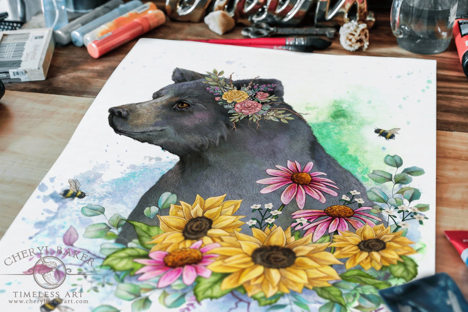 Bear Watercolour Large Animal Prints Bear Art Print Forest | Etsy