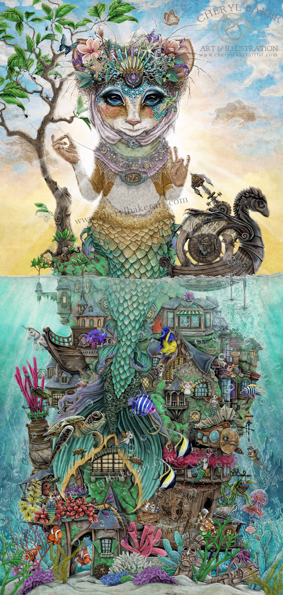 Mermaid Mouse Mermaid Art Mermaid Decor Mermaid Painting Mermaid Print ...