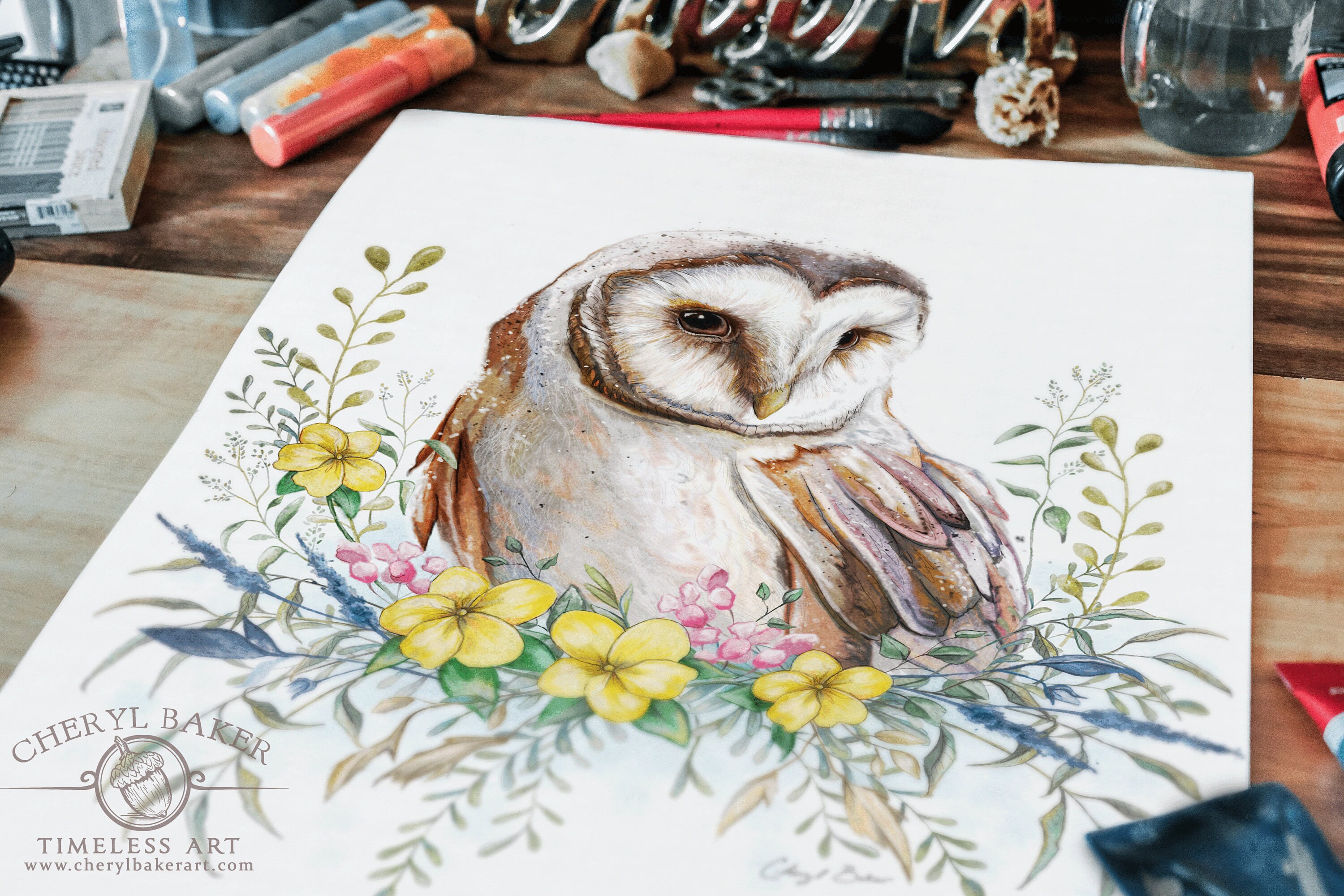 Owl Watercolor Printable Barn Owl Art Prints Owl Painting | Etsy