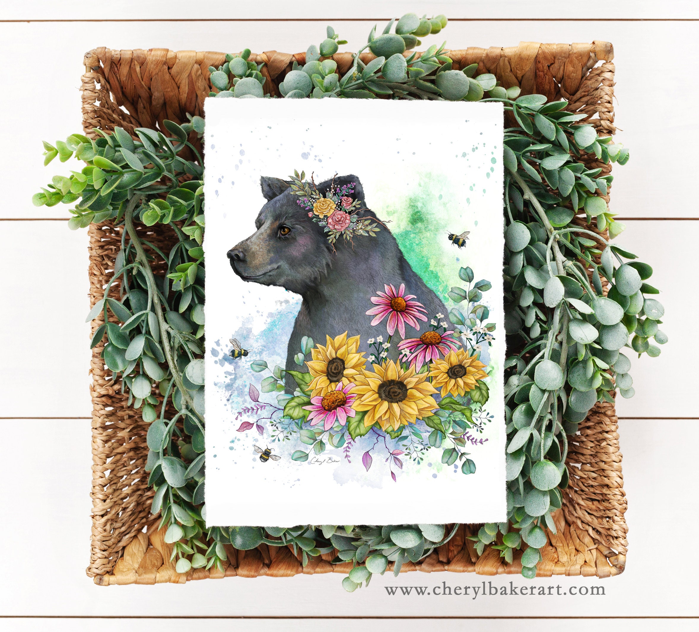 Bear Watercolour Large Animal Prints Bear Art Print Forest | Etsy