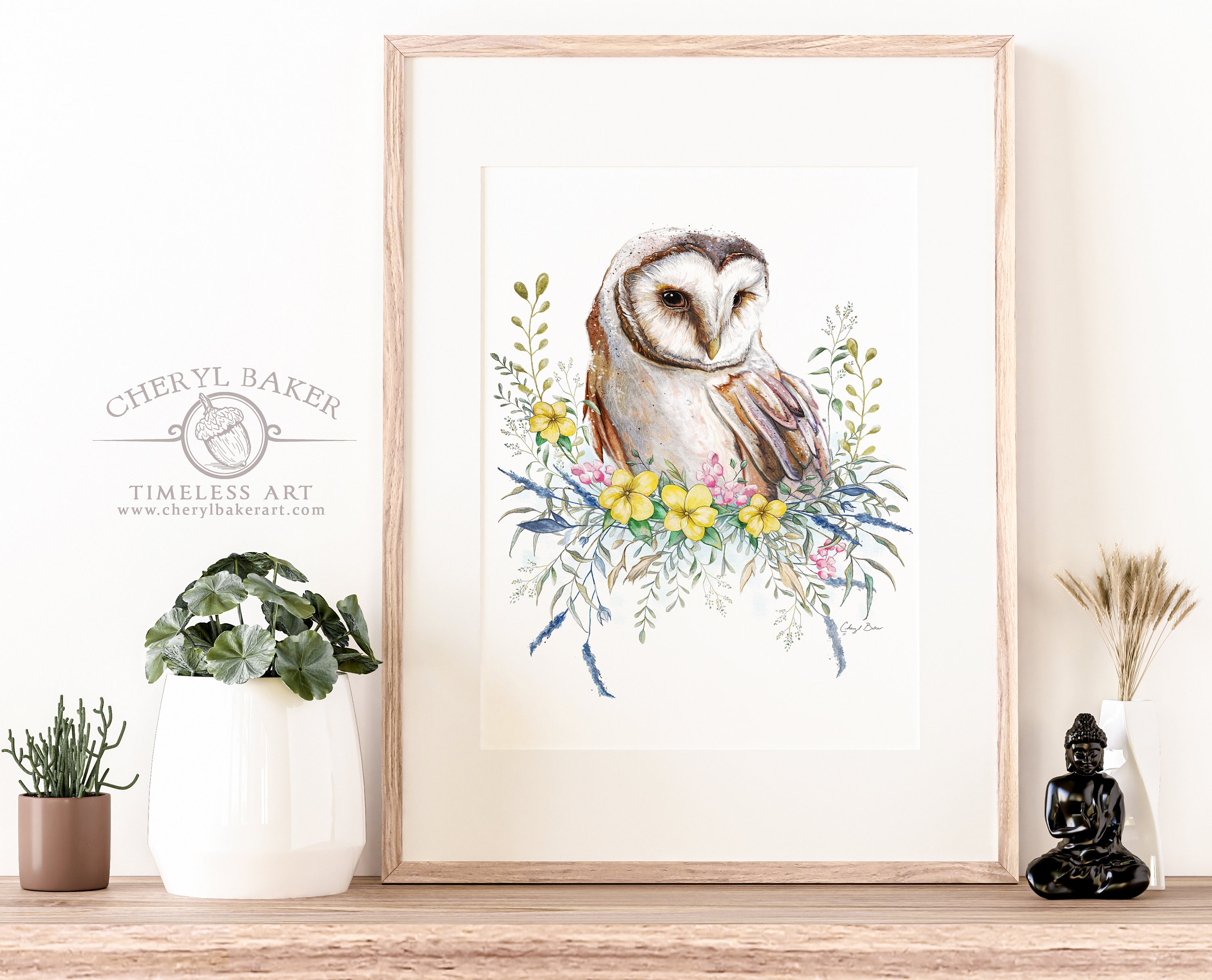 Owl Watercolor Printable Barn Owl Art Prints Owl Painting | Etsy