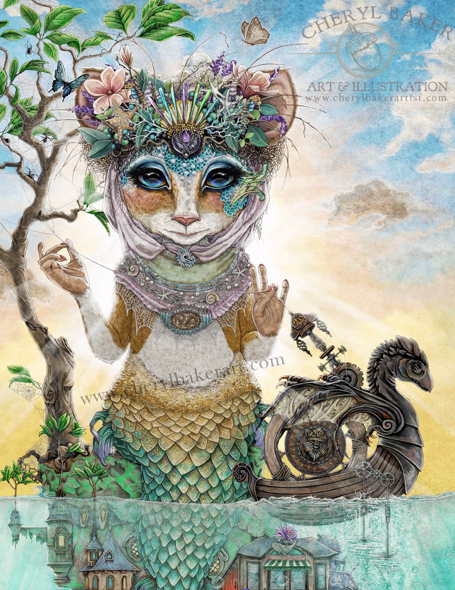 Mermaid Mouse Mermaid Art Mermaid Decor Mermaid Painting - Etsy