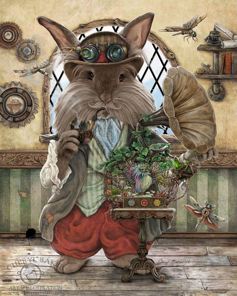 Rabbit Steampunk Art Print Steampunk Animal Rabbit Art | Etsy