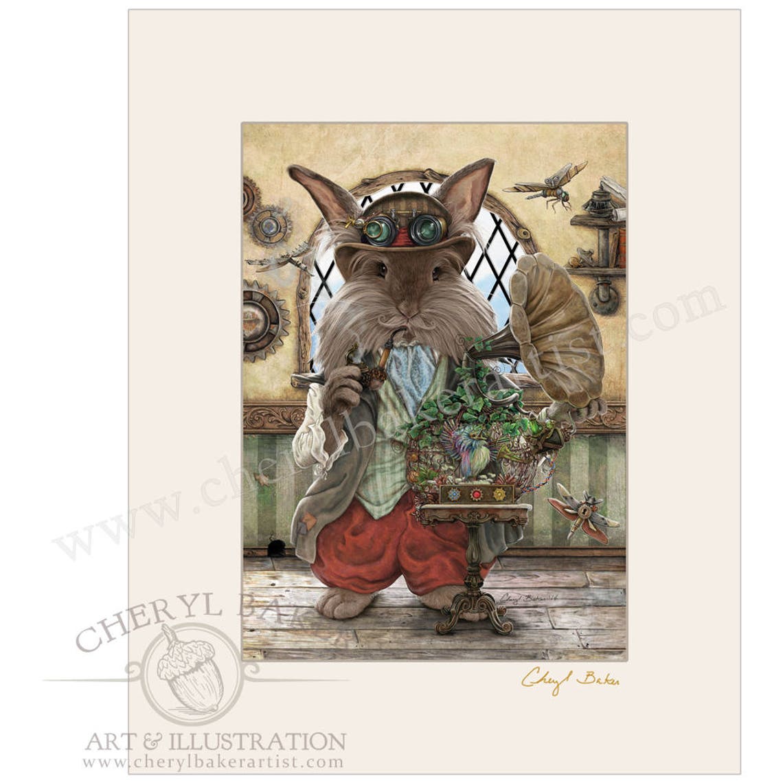 Rabbit Art Matted Art Rabbit Art Print Bunny Lover Gift | Etsy