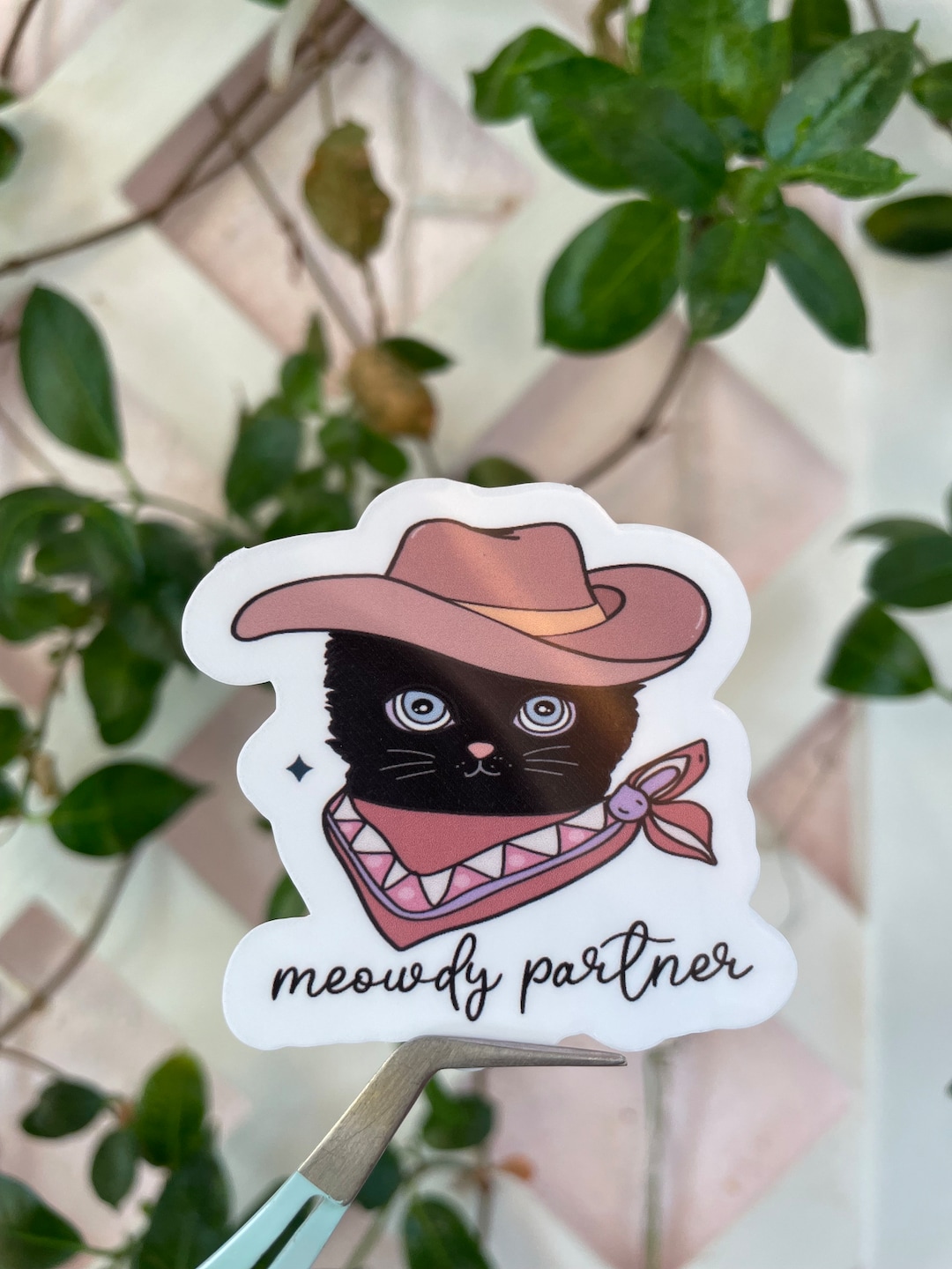Cowboy Cat Sticker, Cute Cat Sticker, Meowdy Partner, Cowboy Cat ...