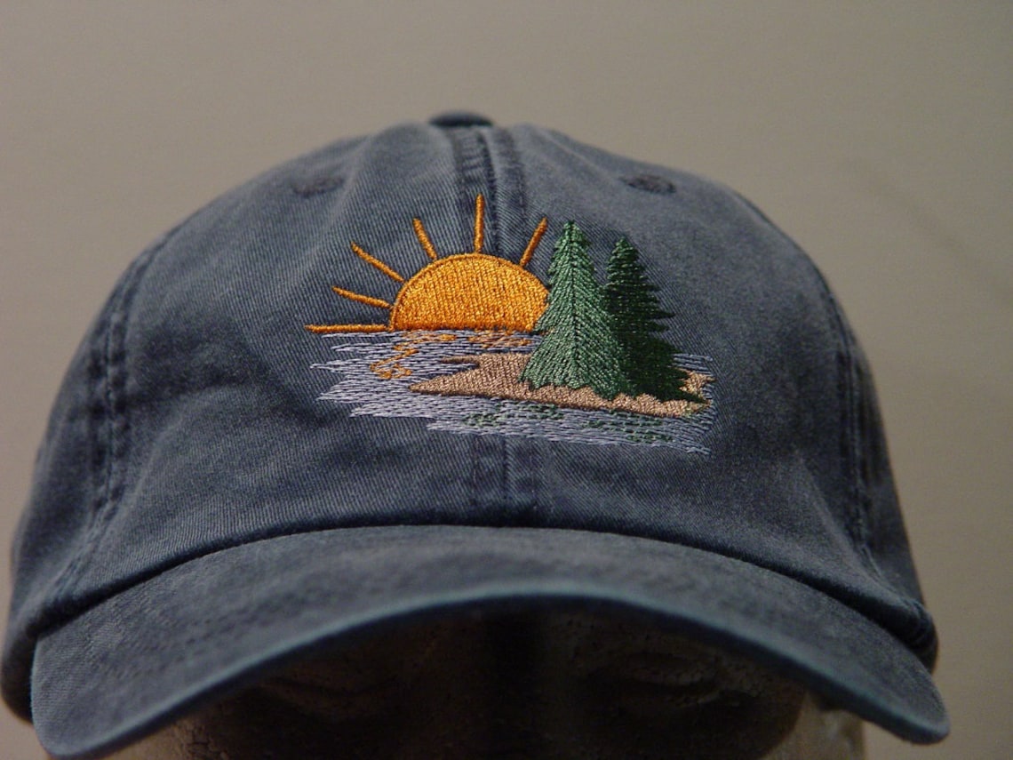 SUNSET LAKE VACATION Hat - One Embroidered Men Women Wildlife Cap ...