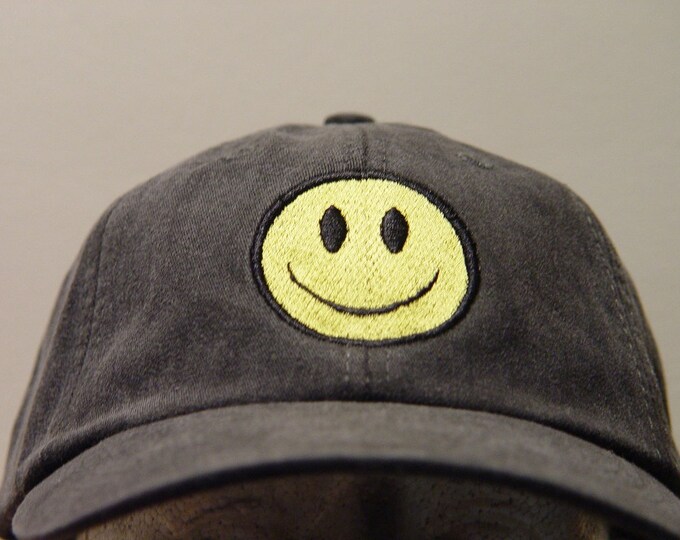 SMILEY FACE Hat One Embroidered Ideogram Mom Dad Cap Price Embroidery ...