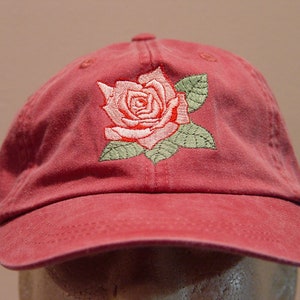 PINK ROSE June Flower of Month Hat - Embroidered Women Garden Cap - 24 ...