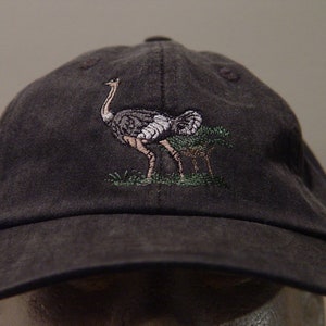 OSTRICH BIRD HAT Embroidered Men Women Africa Wildlife Cotton Cap ...