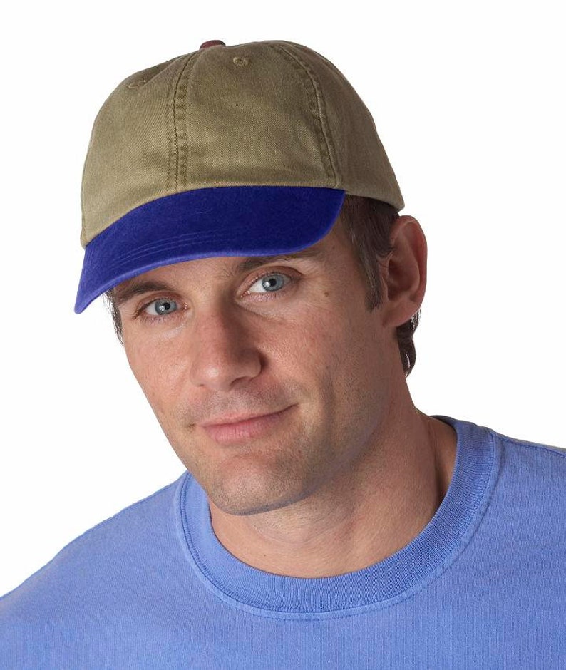 KHAKI ROYAL BLUE Hat - Women or Men Adams Two Tone Baseball Cap - 6 ...
