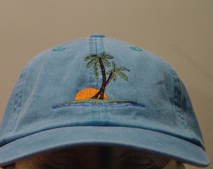 PALM TREES SUNSET Hat Embroidered Men Women Ocean Wildlife Cap - Price ...
