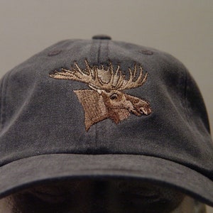 MOOSE HAT - One Embroidered Wildlife Men Women Cotton Baseball Cap ...