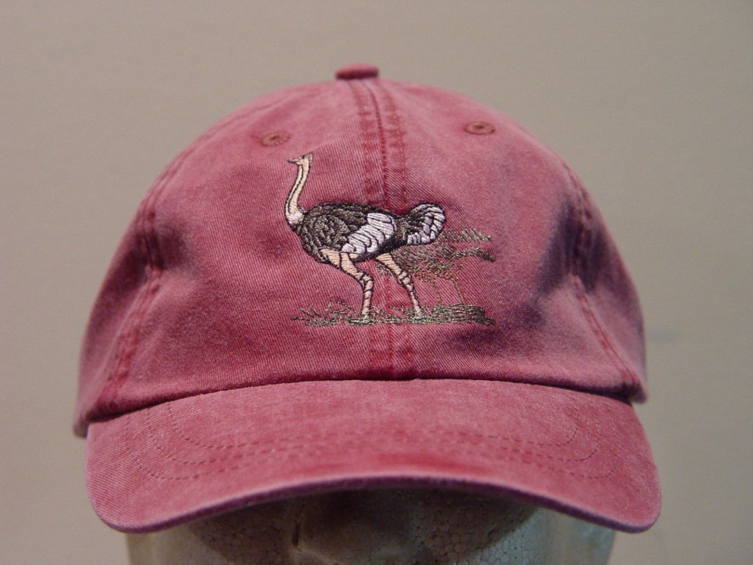 OSTRICH BIRD HAT Embroidered Men Women Africa Wildlife Cotton Cap Price ...