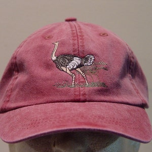 OSTRICH BIRD HAT Embroidered Men Women Africa Wildlife Cotton Cap ...