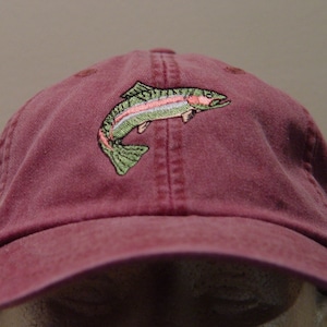 RAINBOW TROUT Fish Hat - One Embroidered Men Women Wildlife Cap - Price ...