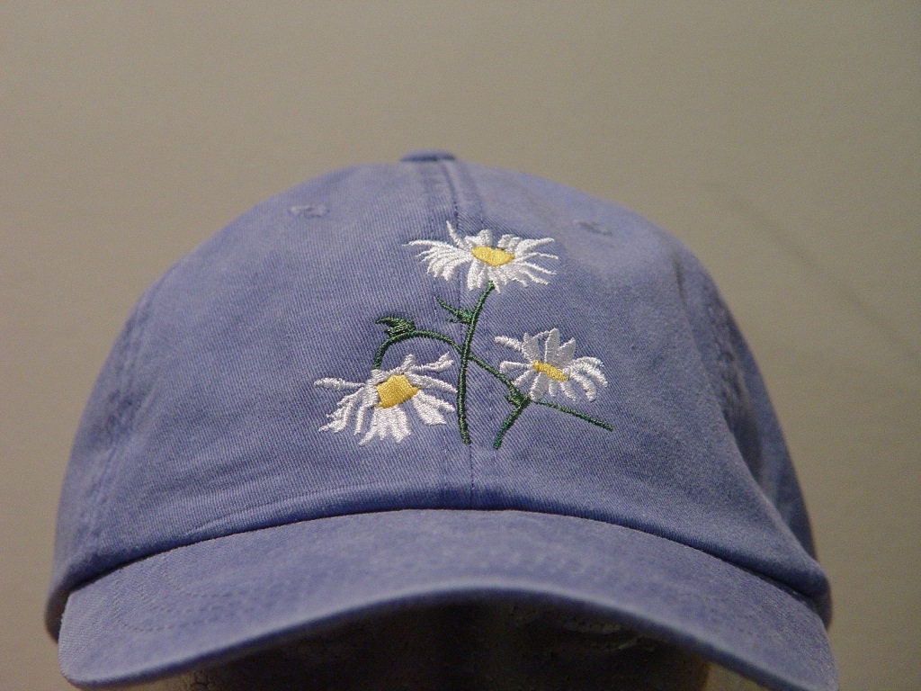 WHITE FIELD DAISY Flower Hat Embroidered Garden Men Women | Etsy