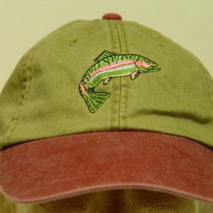 RAINBOW TROUT HAT - One Embroidered Men Women Fish Wildlife Cap - Price ...