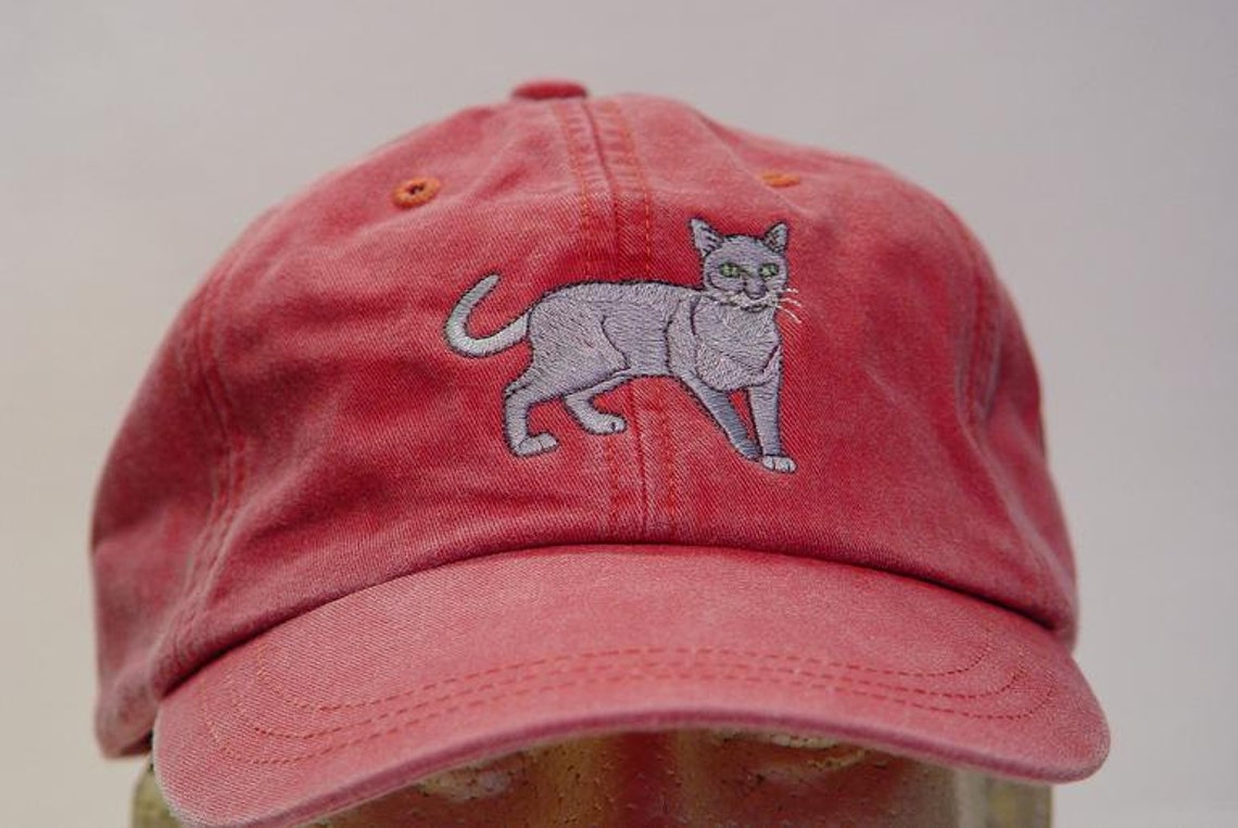 Russian Blue Cat Hat One Embroidered Men Women Cotton - Etsy