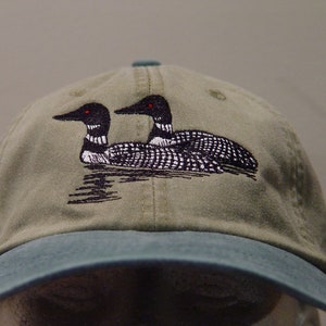 TWO LOON BIRD Hat - Embroidered Adult Men Women Wildlife Baseball Cap ...