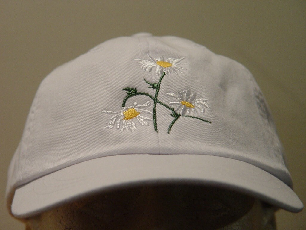 WHITE FIELD DAISY Flower Hat Embroidered Garden Men Women | Etsy