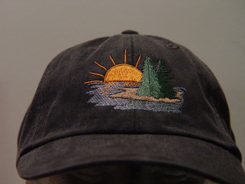 SUNSET LAKE VACATION Hat - One Embroidered Men Women Wildlife Cap ...