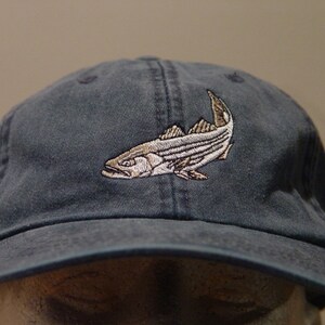Striped Bass Hat - Embroidered Striper Fish Wildlife Adult Baseball Cap ...