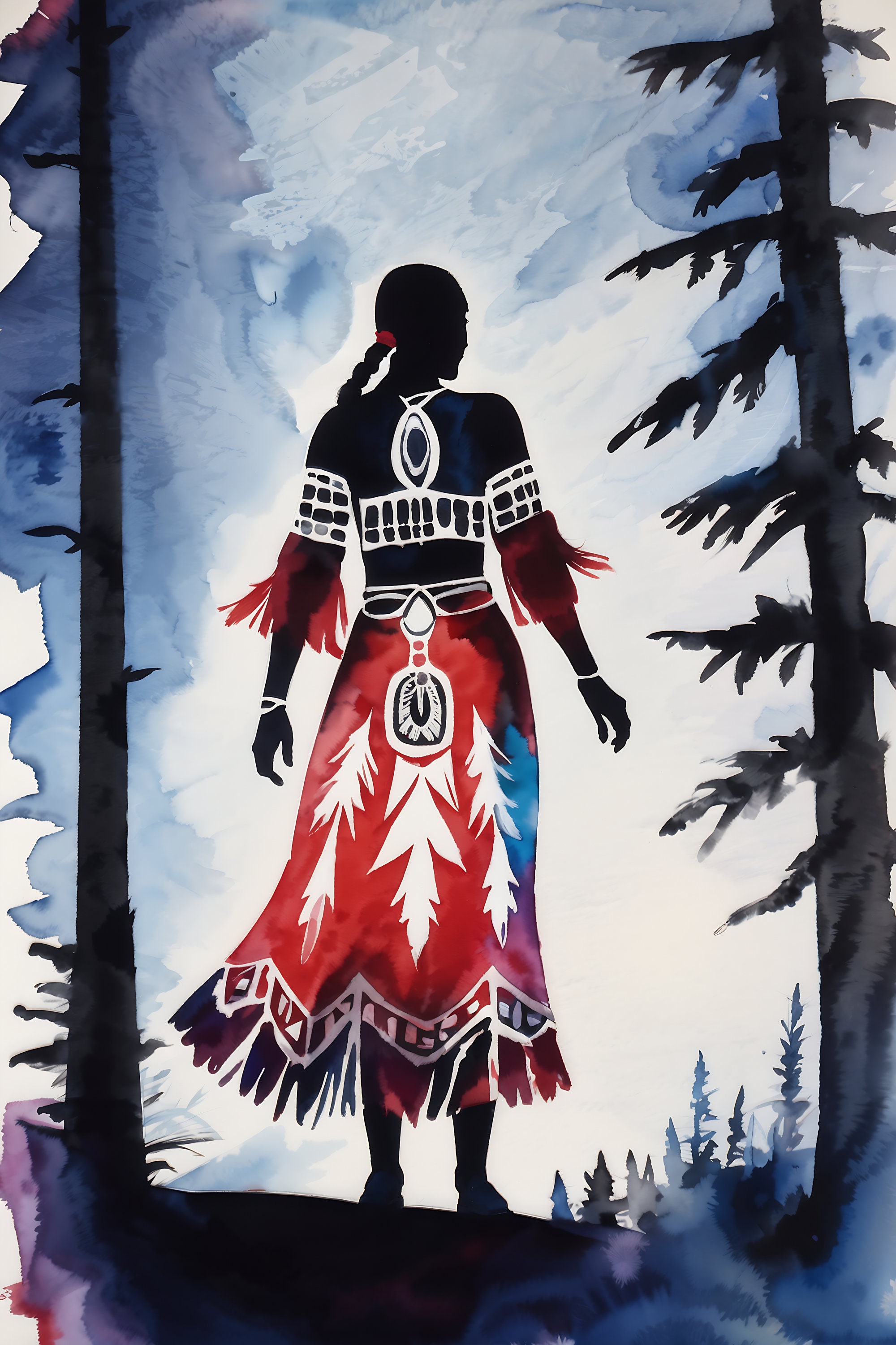 Set of 4 Ojibwe Jingle Dancers Watercolor Prints in Medicine Wheel ...