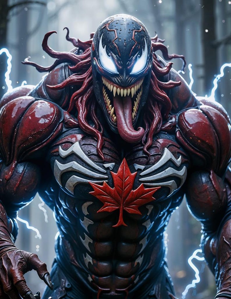 Canadian Venom Inspired Art Print - Superhero Maple Leaf Design - Comic ...