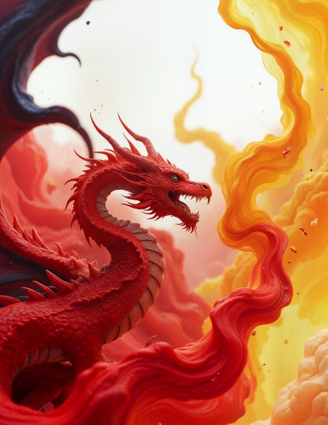 Fire Dragon Wall Art | Medicine Wheel Colours Print | Mythical Creature ...