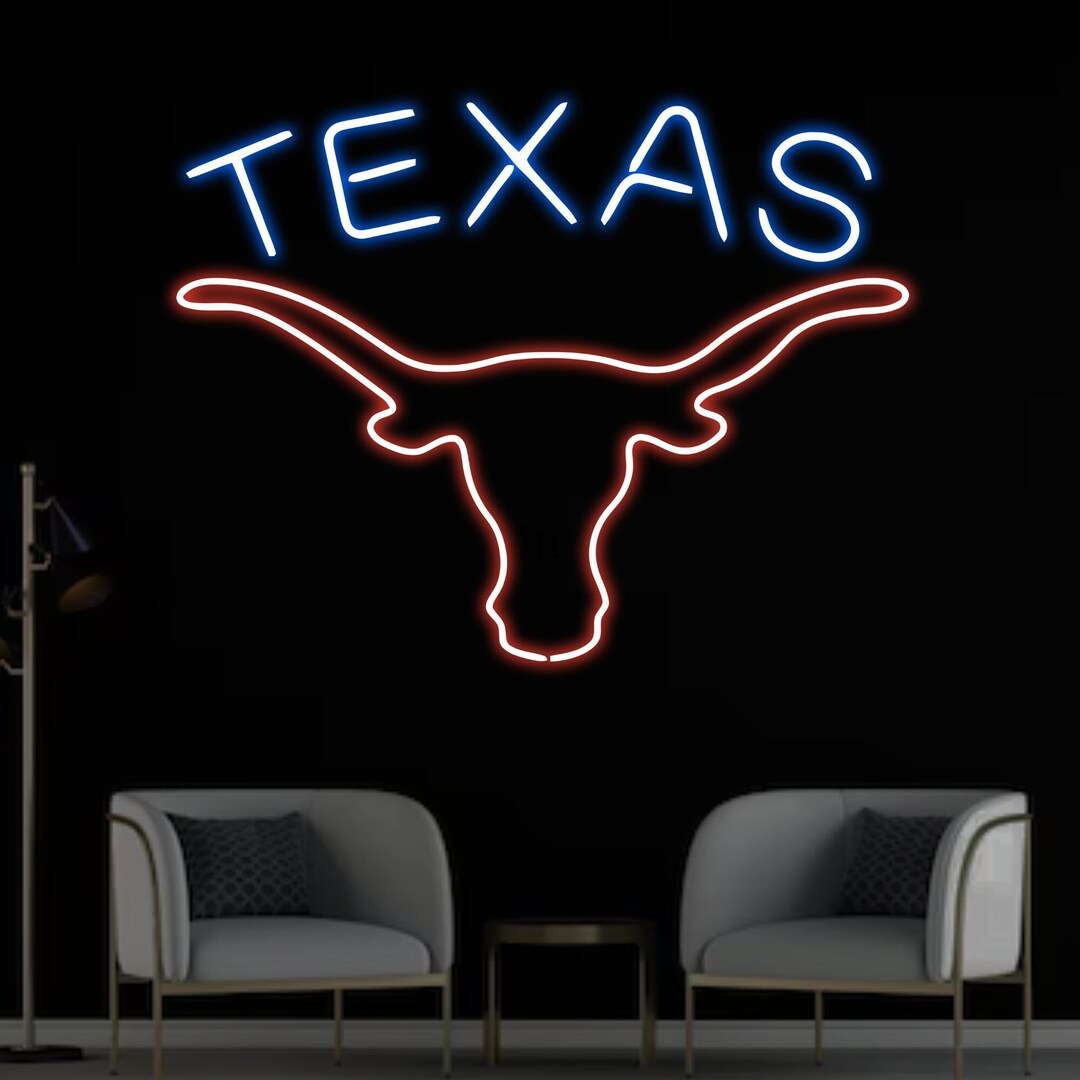 Neon Bull Head Neon, Longhorn Bull Head LED, Texas Longhorn Sign, Cow ...