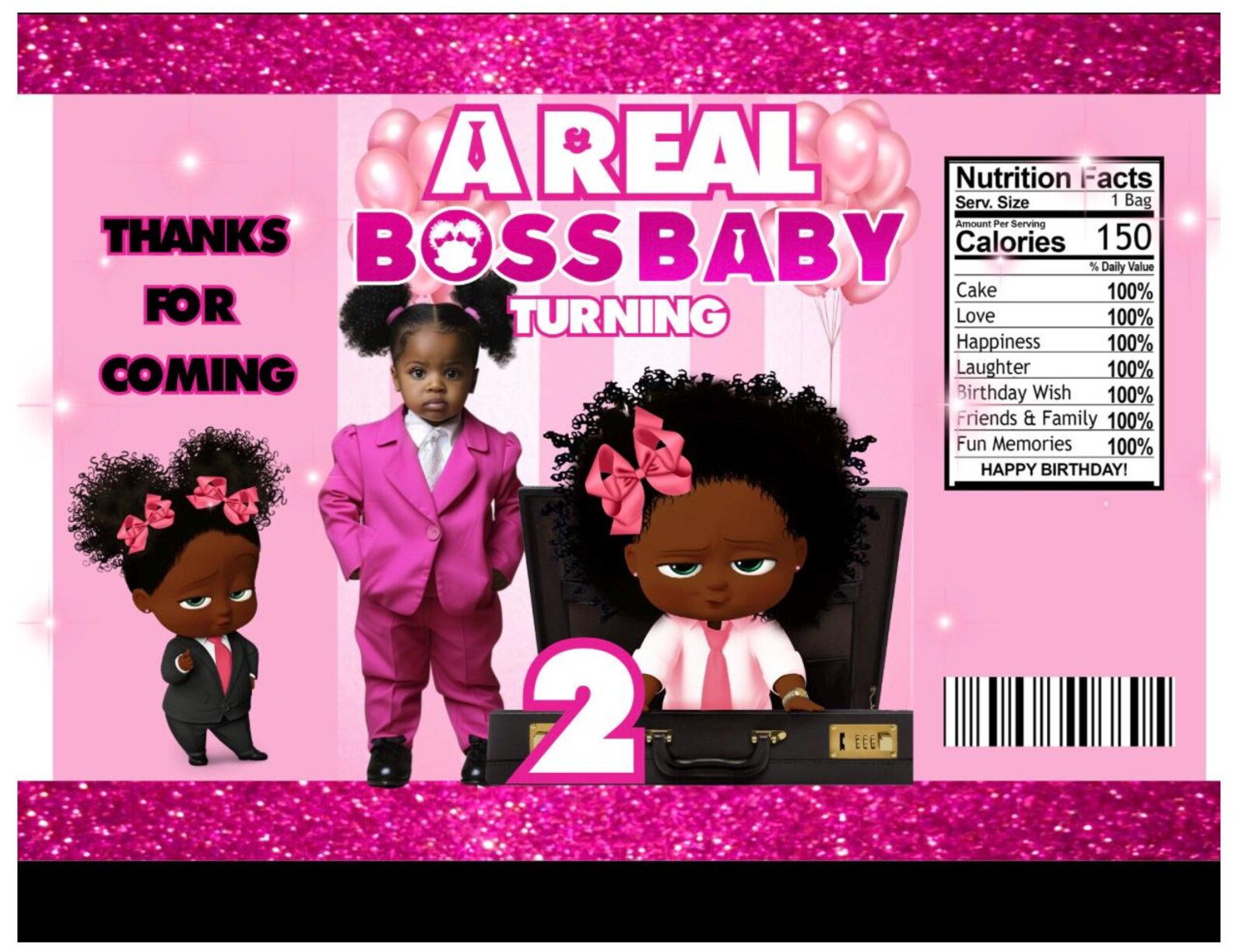 Boss Baby (girl) Digital Editable Capri Sun and Chip Bag Template - Etsy