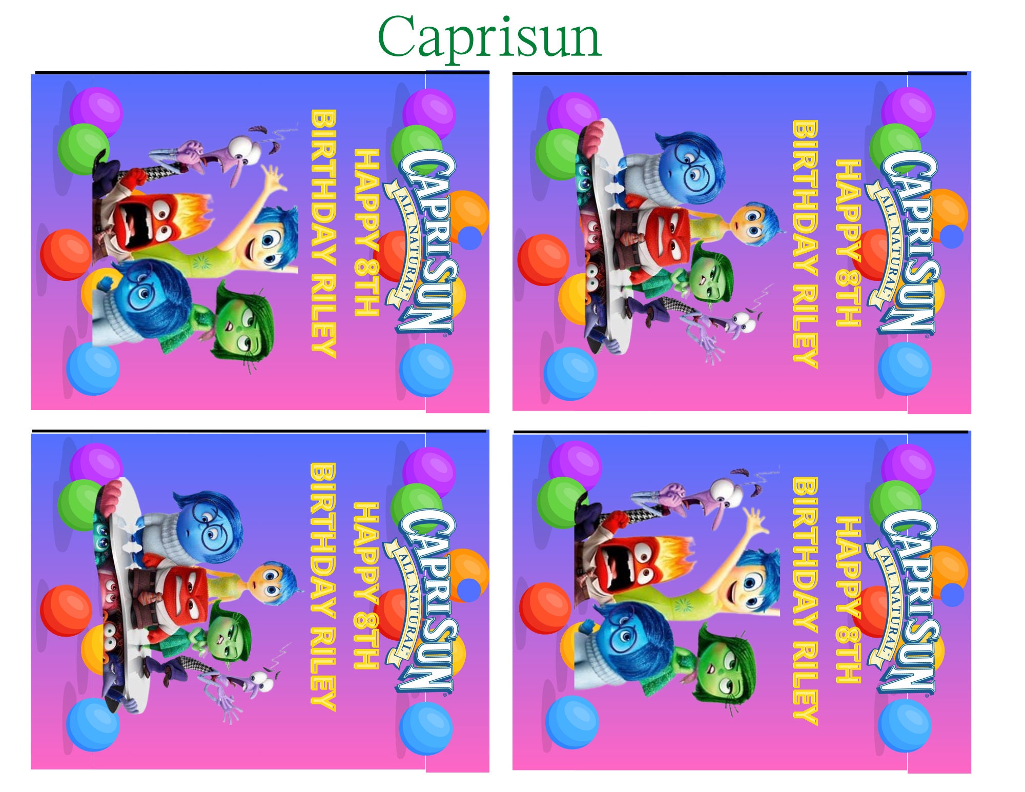 Inside Out Digital Editable Party Favor Bundle - Etsy