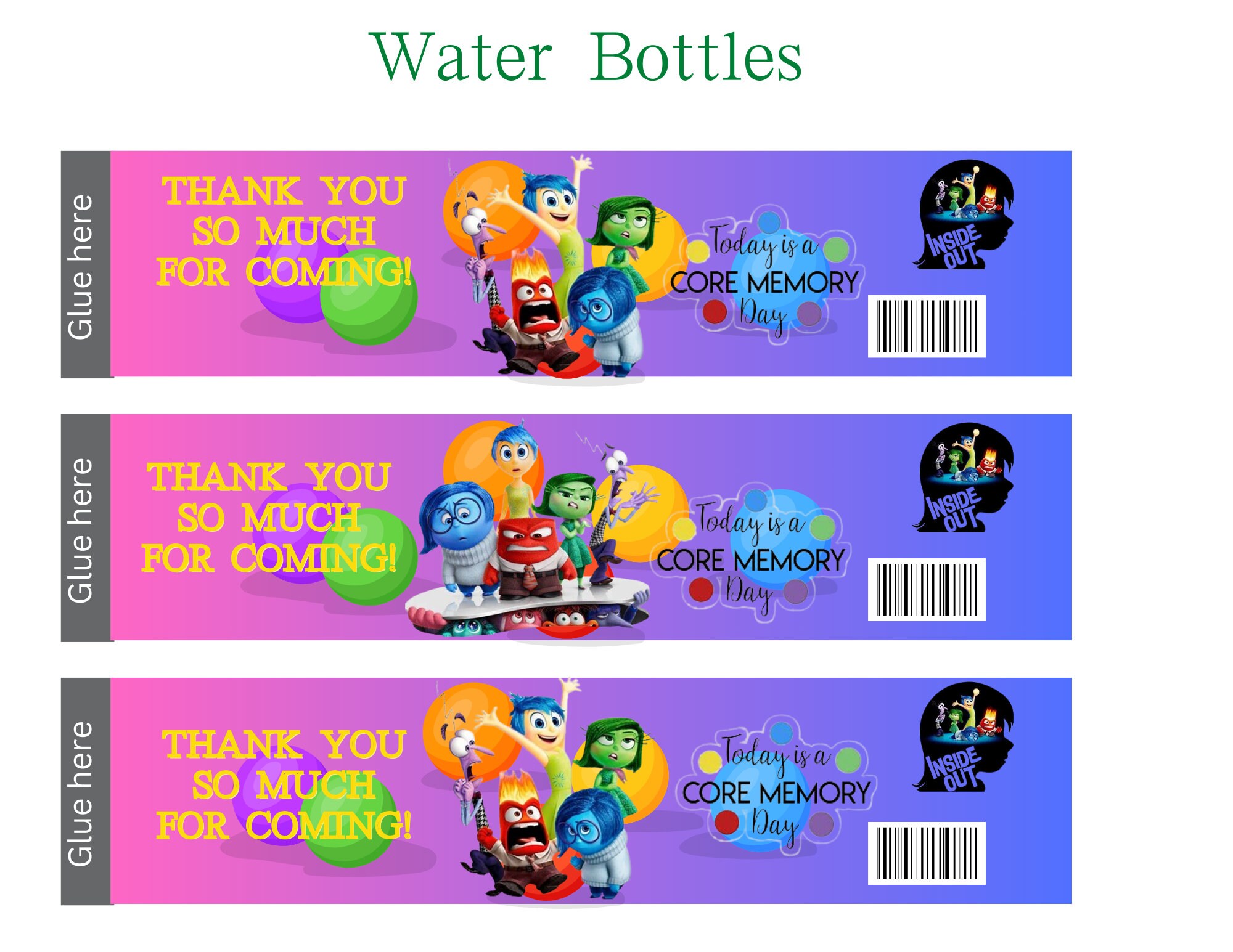 Inside Out Digital Editable Party Favor Bundle - Etsy