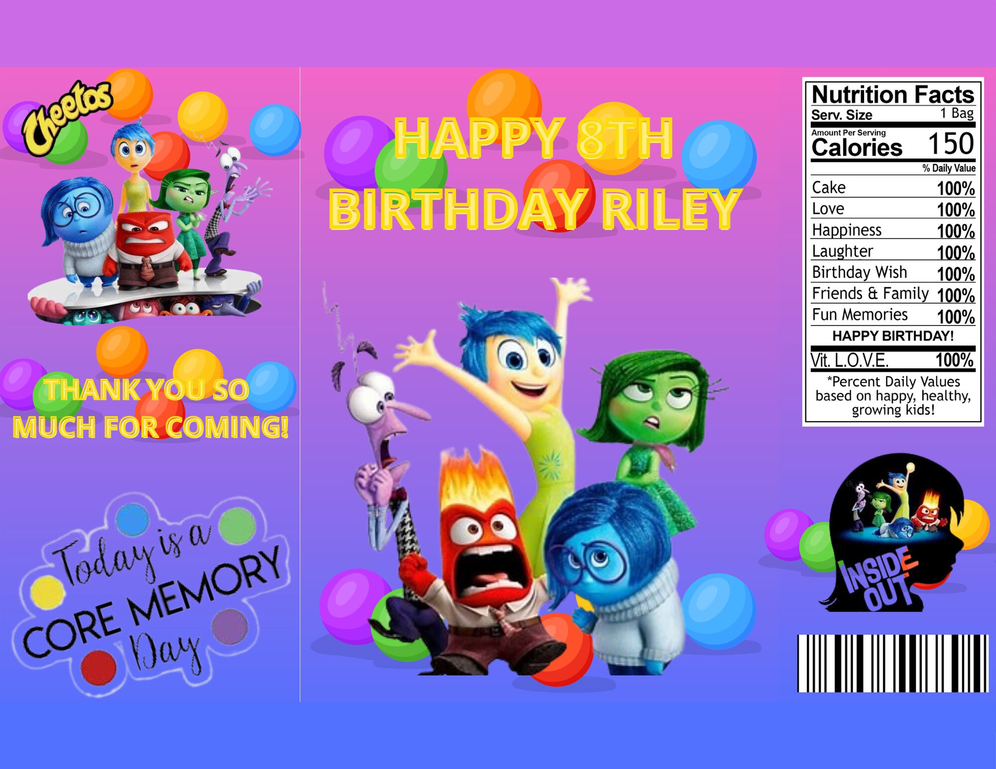 Inside Out Digital Editable Party Favor Bundle - Etsy