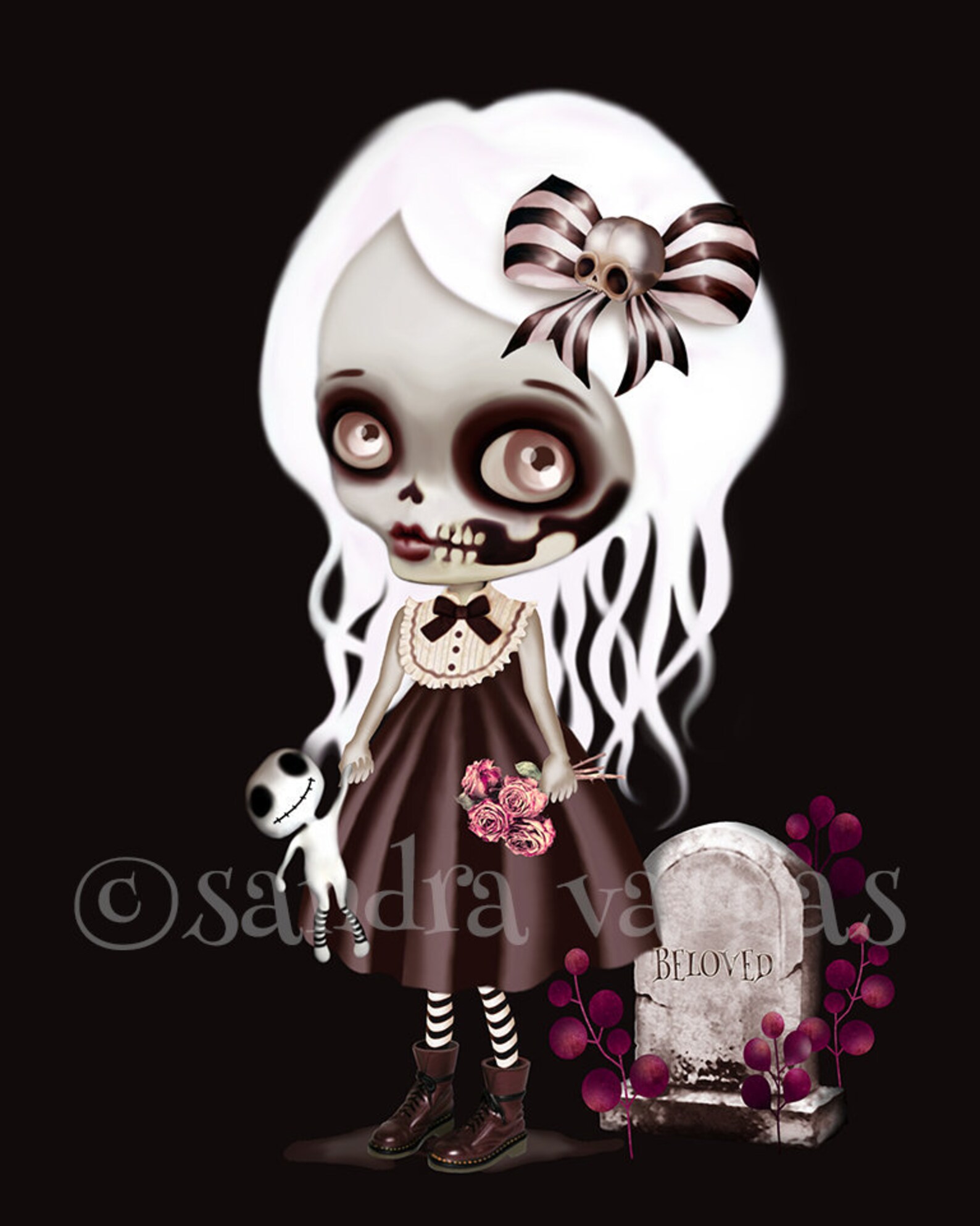 Zombie Girl Art Print Photographic Print Wall Art Goth Girl | Etsy