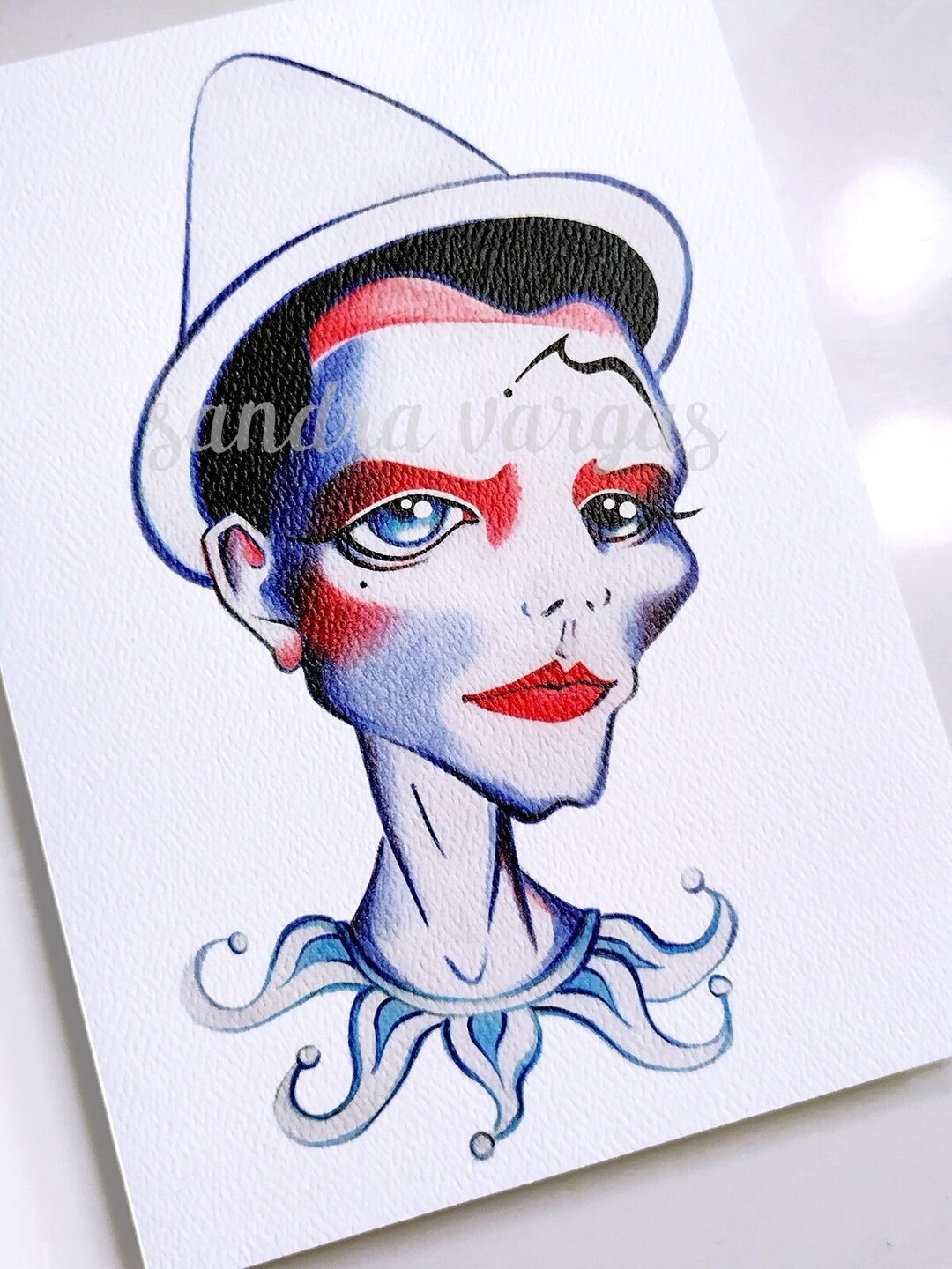 David Bowie Pierrot 5 X 7 Sketch Print Limited Edition on Hand-pressed ...