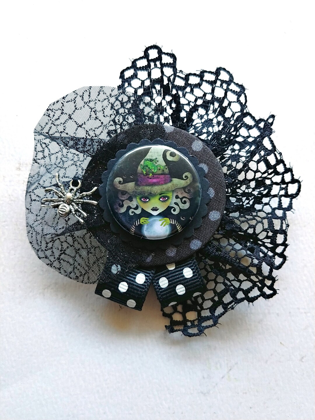 OOAK Wicked Witch Fabric Brooch, Witch Button, Gift for Her, Halloween ...
